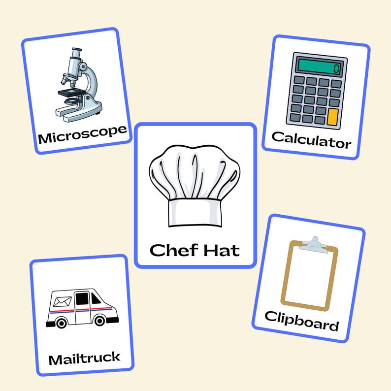 Printable Job Tools Flashcards | Kids Learning Cards | Preschool PDF - Etsy