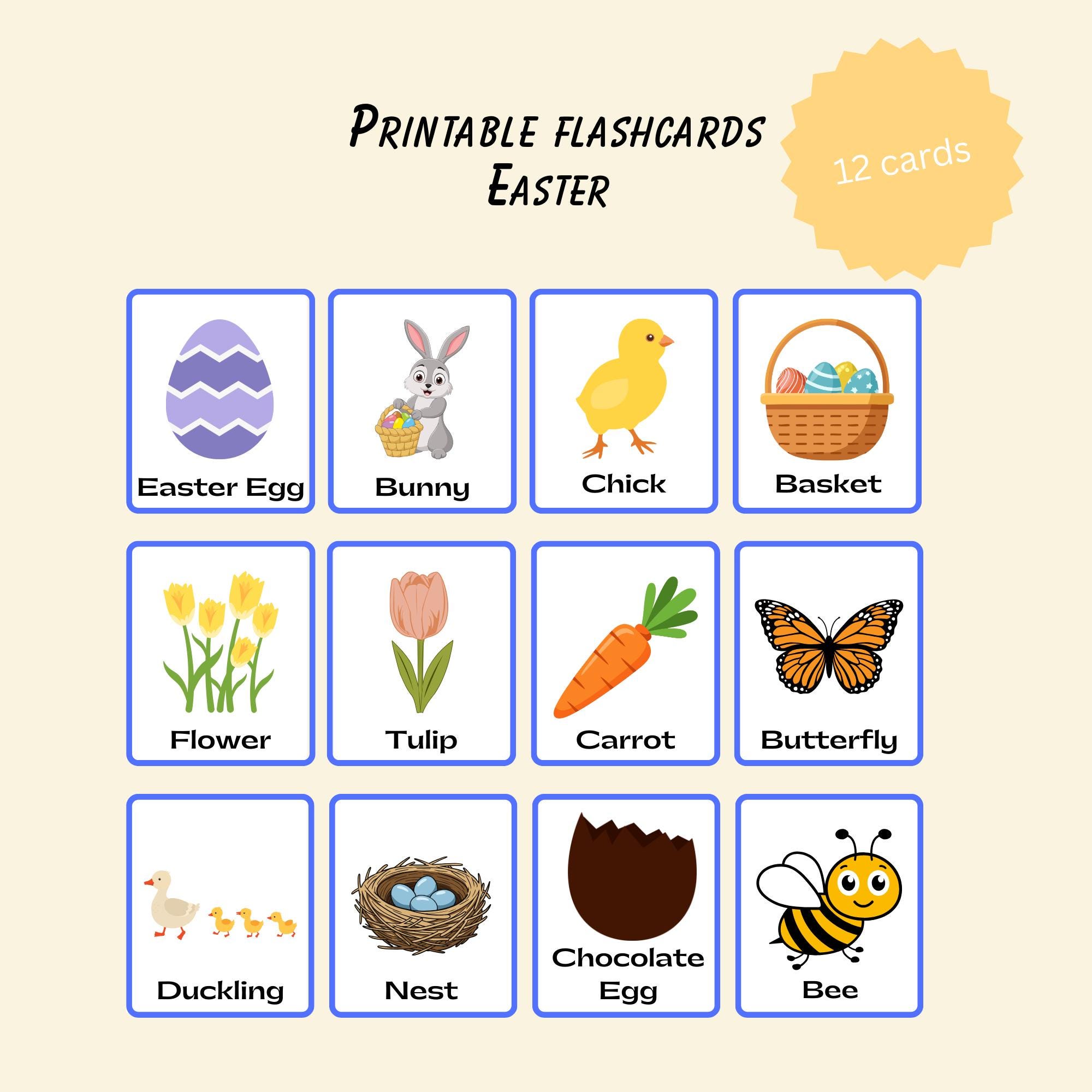 Spring & Easter Flashcards for Kids | Printable Learning Cards ...