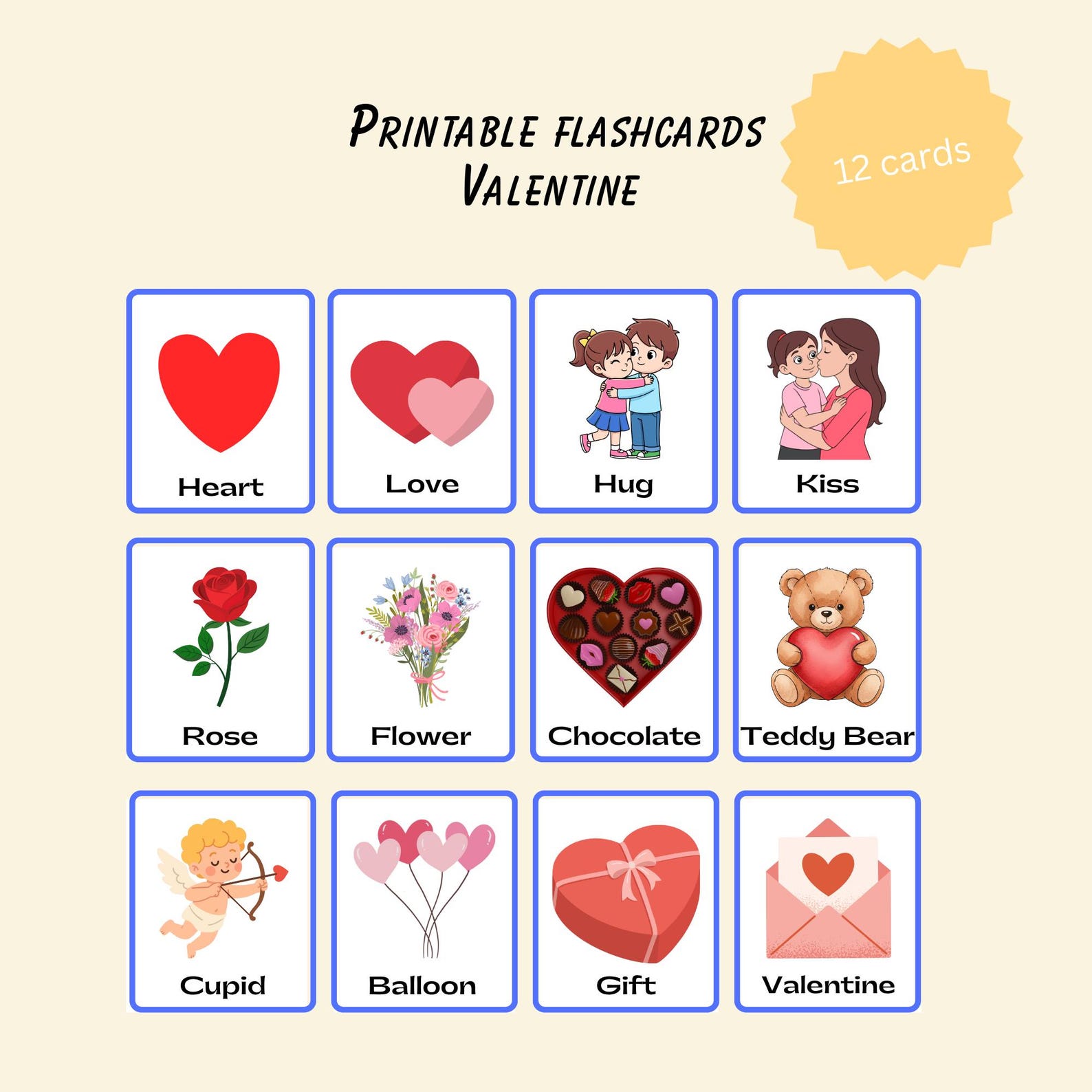 Valentine’s Day Flashcards for Kids | Preschool Valentine Vocabulary ...