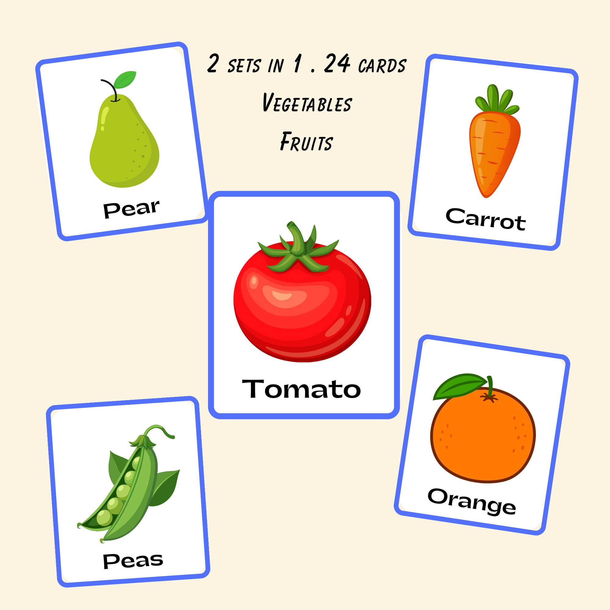 Fruits and Vegetables Flashcards Bundle | 24 Printable Food Cards ...