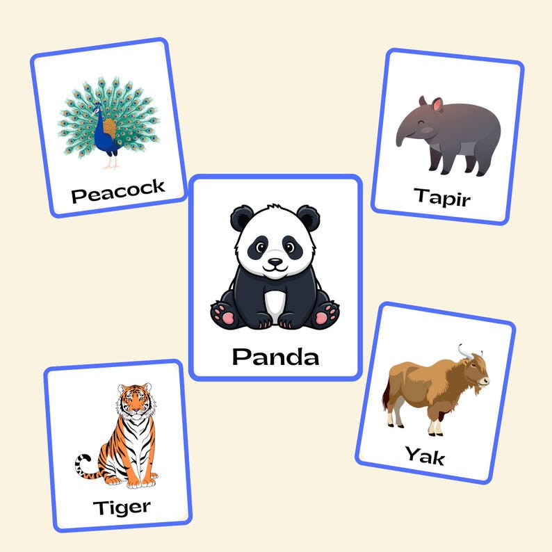 Asian Animals Flashcards for Toddlers | Printable Animal Cards ...