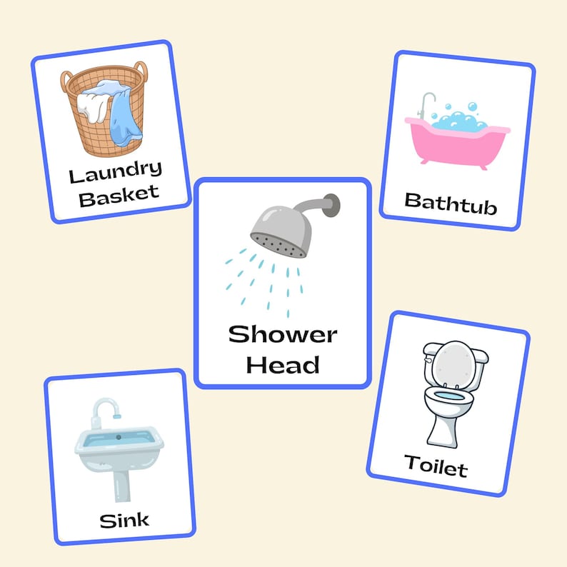 Bathroom Items Flashcards | Printable Bathroom Vocabulary| Digital ...