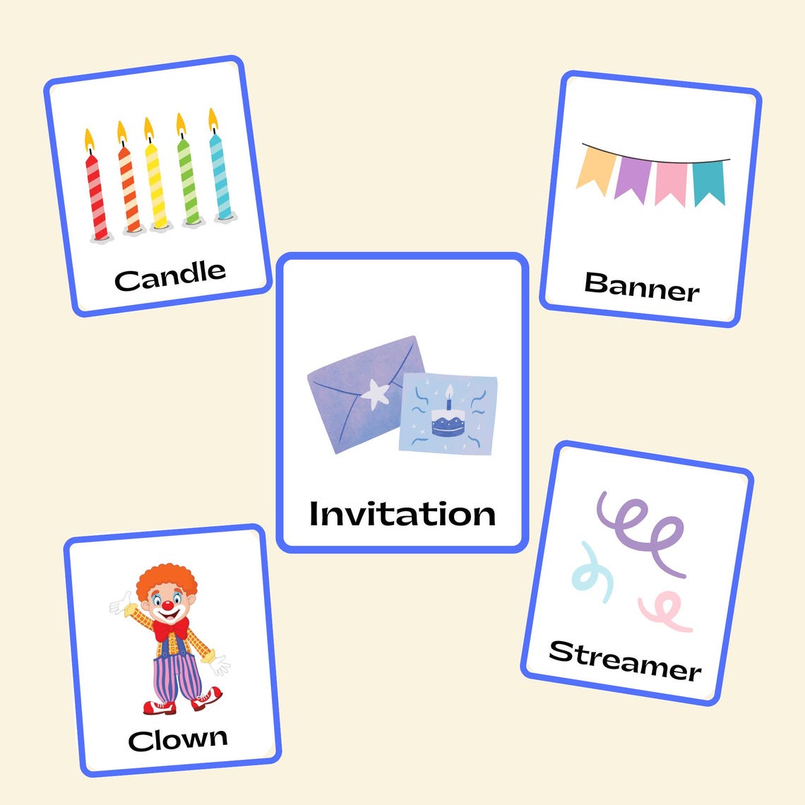 Birthday Party Flashcards: Preschool Learning (digital Download) - Etsy
