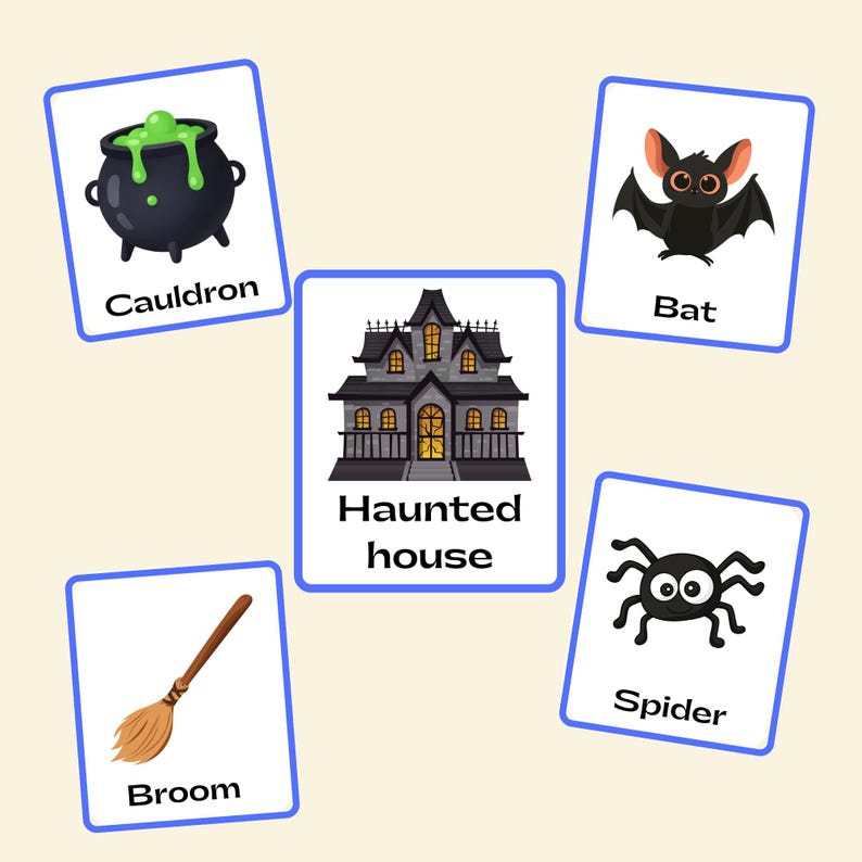 Halloween Flashcards for Kids – 12 Printable Spooky Objects – Preschool ...