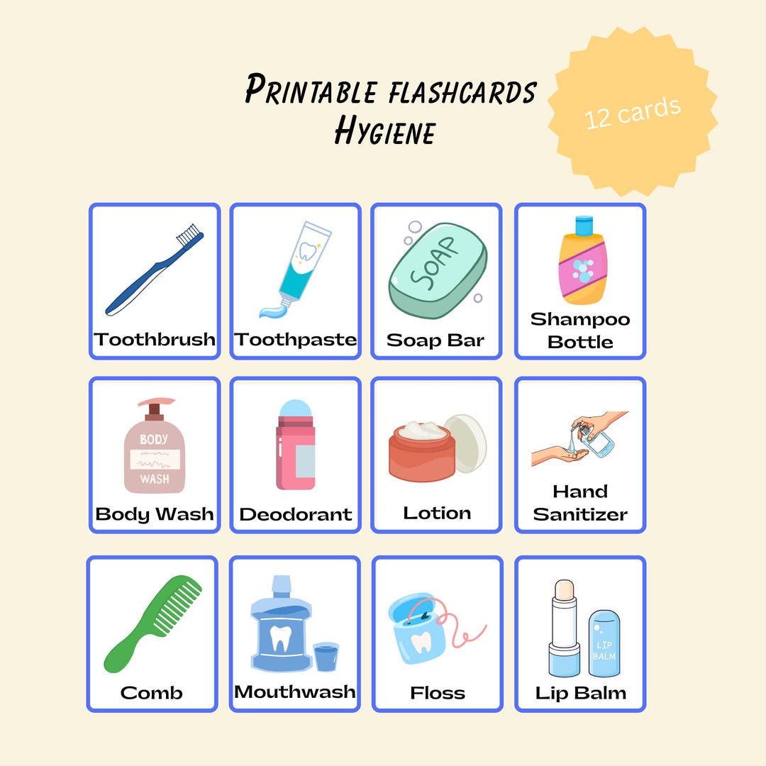 Hygiene Flashcards | 12 Printable Self-care Cards for Kids | Preschool ...