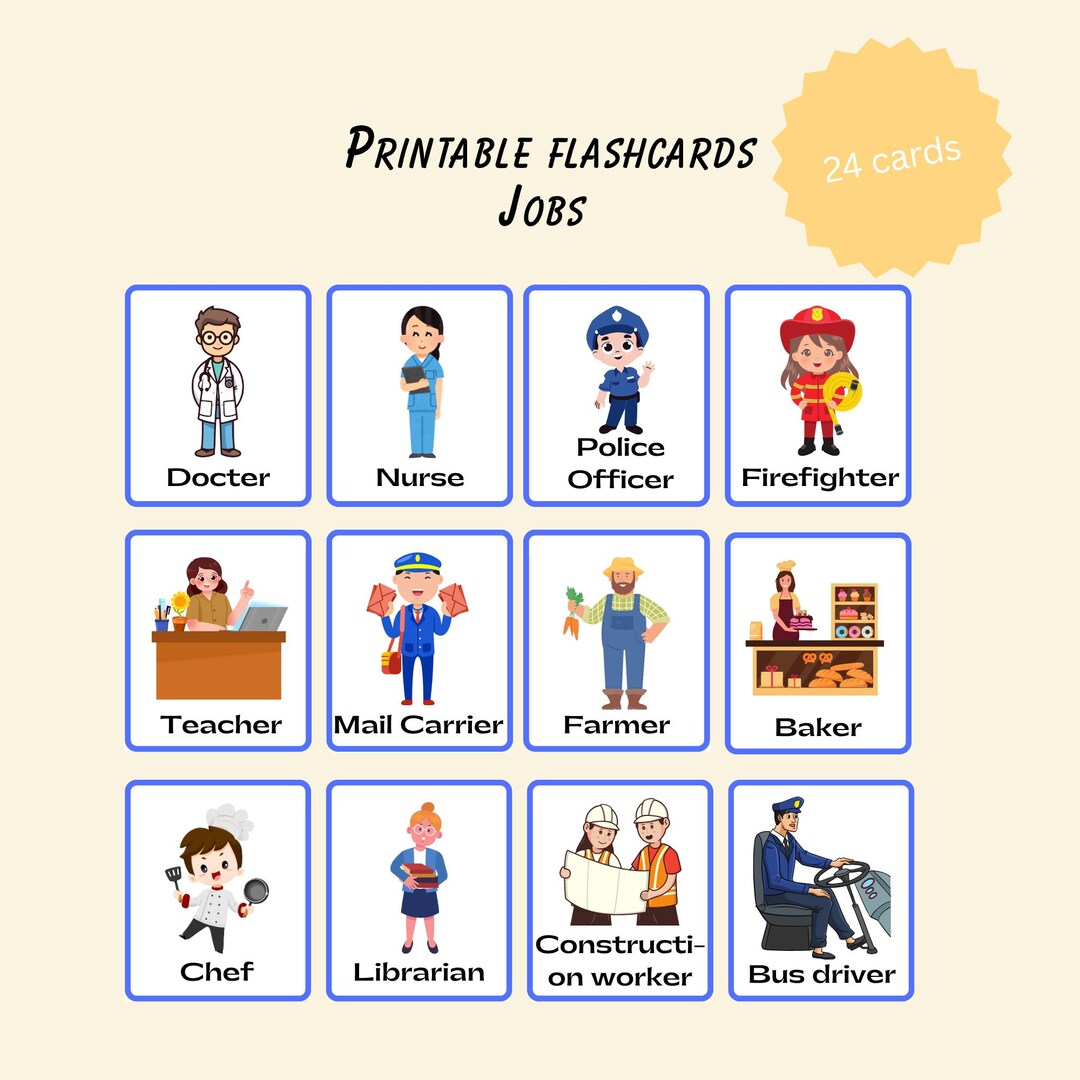 Printable Jobs Flashcards | Community Helpers for Preschool ...