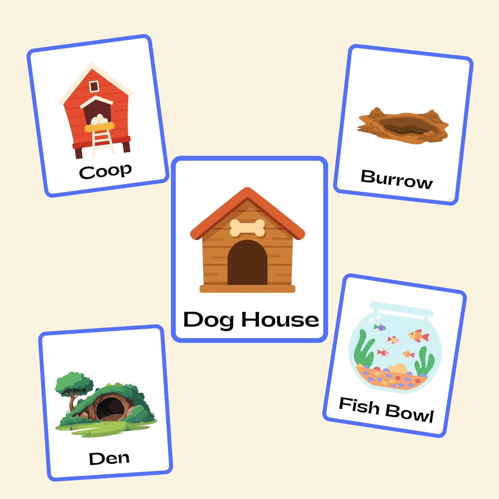 Animal Homes Flashcards | Where Animals Sleep | Toddler Learning Cards ...