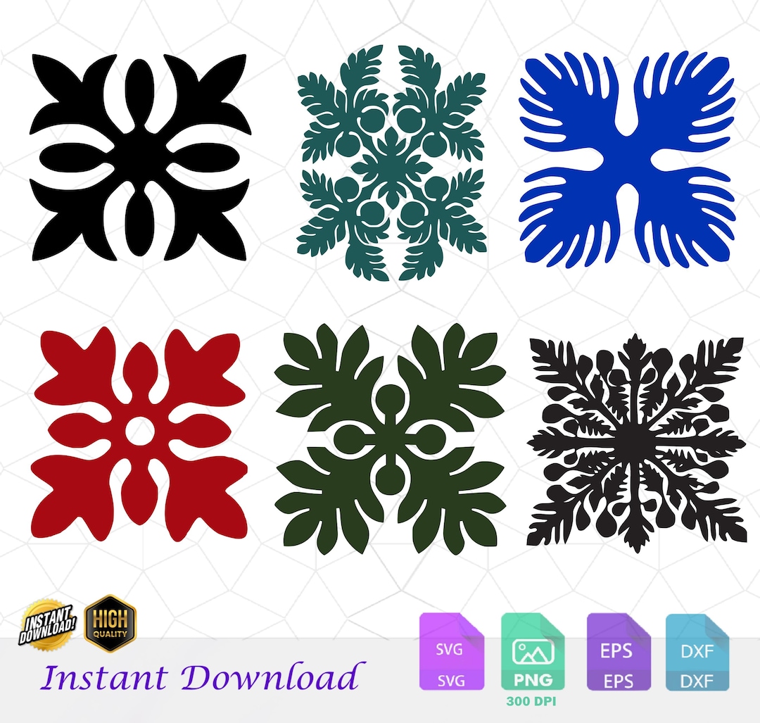 Hawaiian Quilt 'ulu Cut File – DIY Crafting, Glowforge (svg, Png, Dxf ...