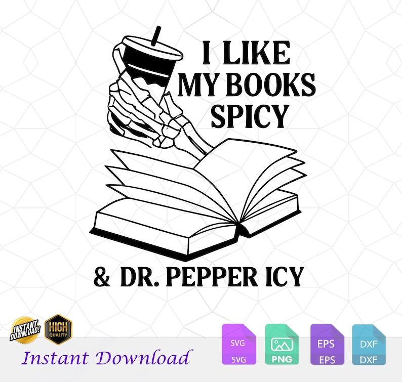 Spicy Books & Dr. Pepper Icy SVG PNG, Book Lover Design - Etsy