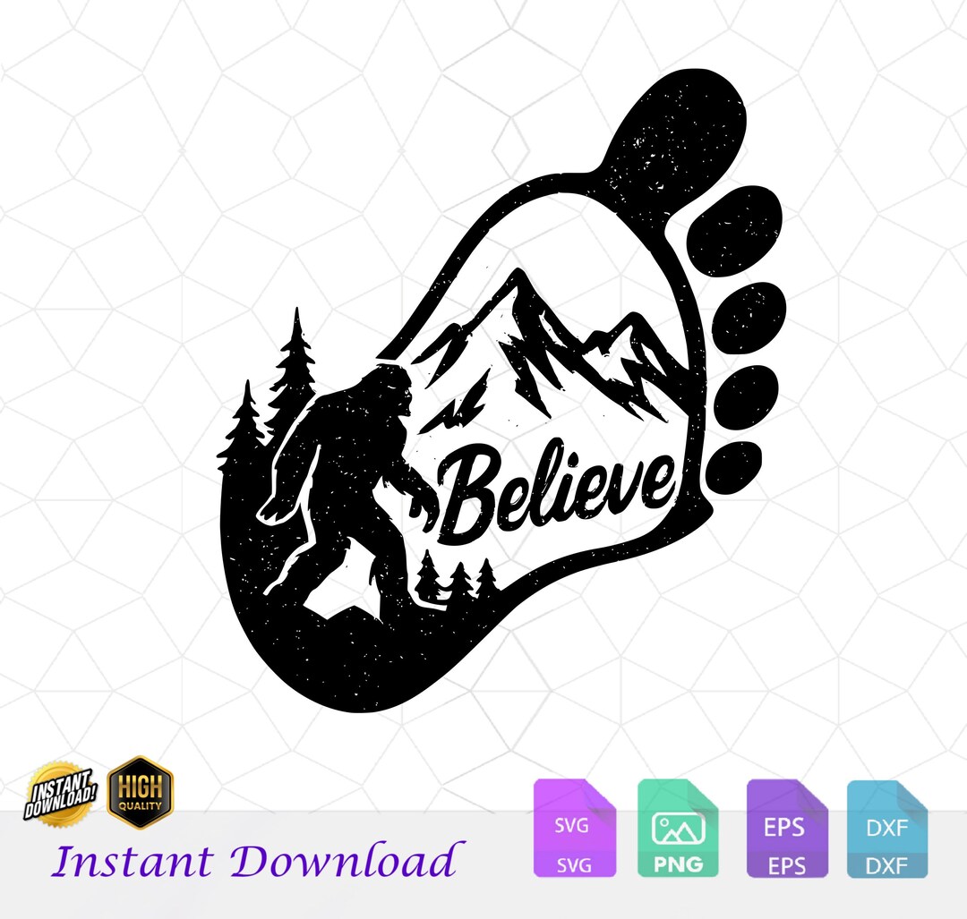 Bigfoot Footprint SVG, Sasquatch Silhouette Clip Art (digital Download ...