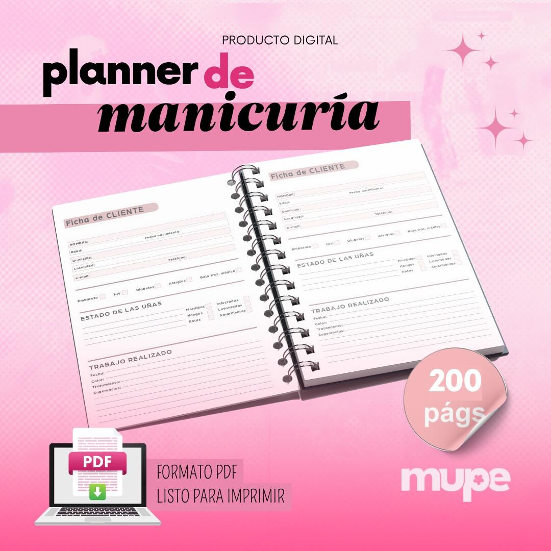 Professional Digital Manicure Planner | Editable Nail Planner | PDF ...