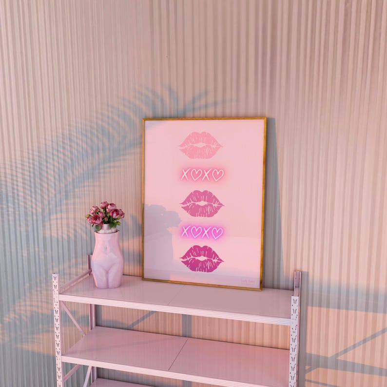 Pink XOXO & Kisses Digital Poster | Girly Flirty Style | Girl's Bedroom ...