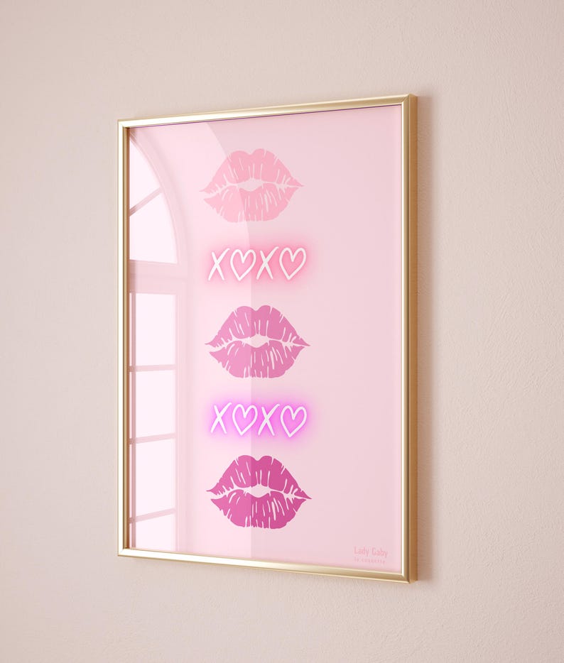 Pink XOXO & Kisses Digital Poster | Girly Flirty Style | Girl's Bedroom ...