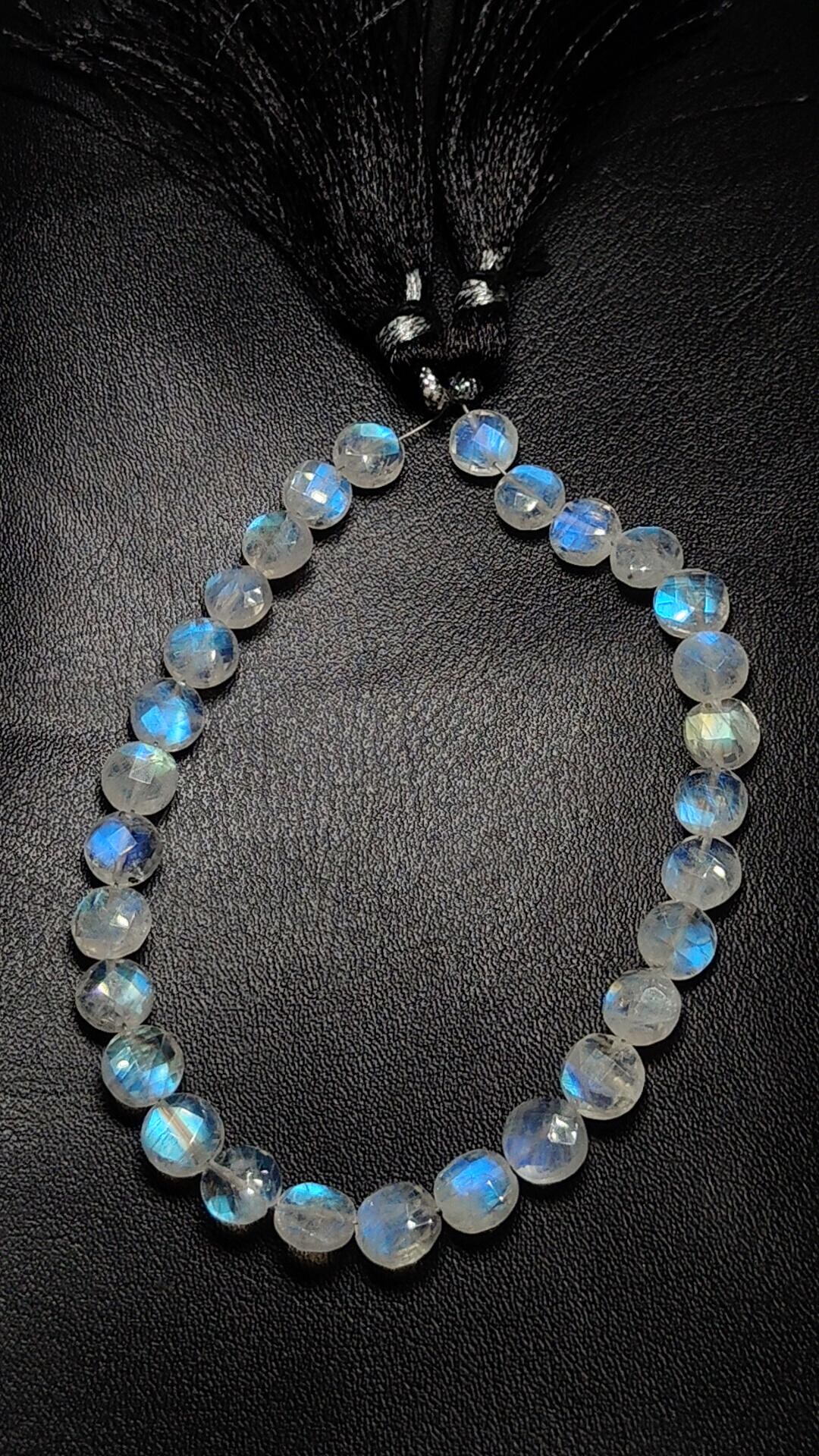 AAA Rainbow Moonstone Briolette Strand: Faceted Coin Beads, 6.5-7mm - Etsy