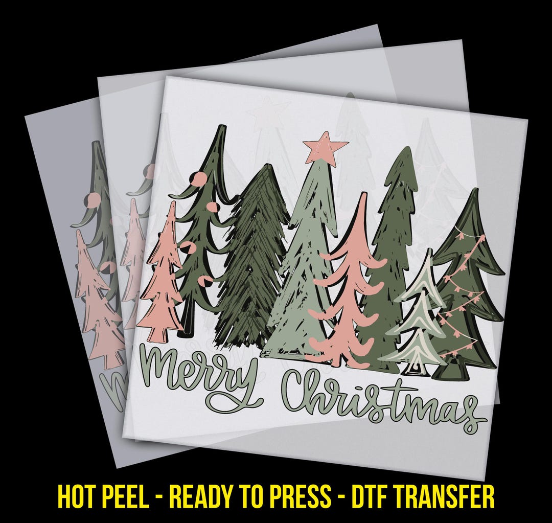 Merry Christmas Tree DTF Transfer, Christmas Tree Ready to Press ...