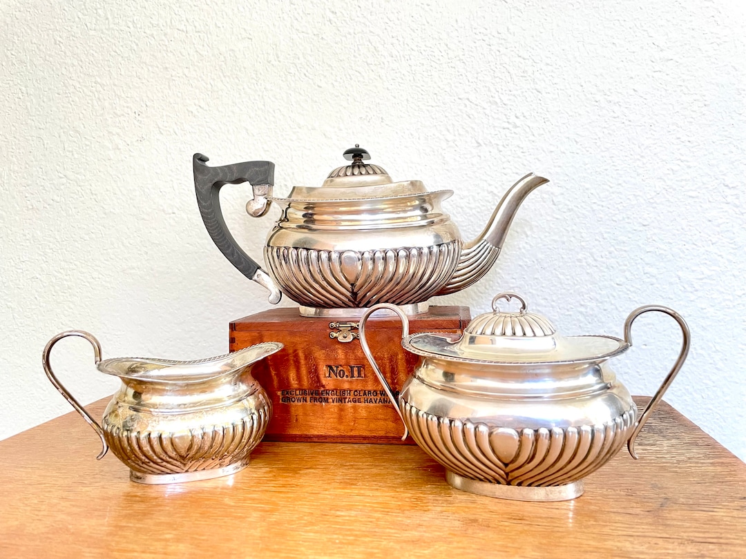 1930s Art Deco Sterling Silver Tea Set: Edward Viner Sheffield, 4-piece ...