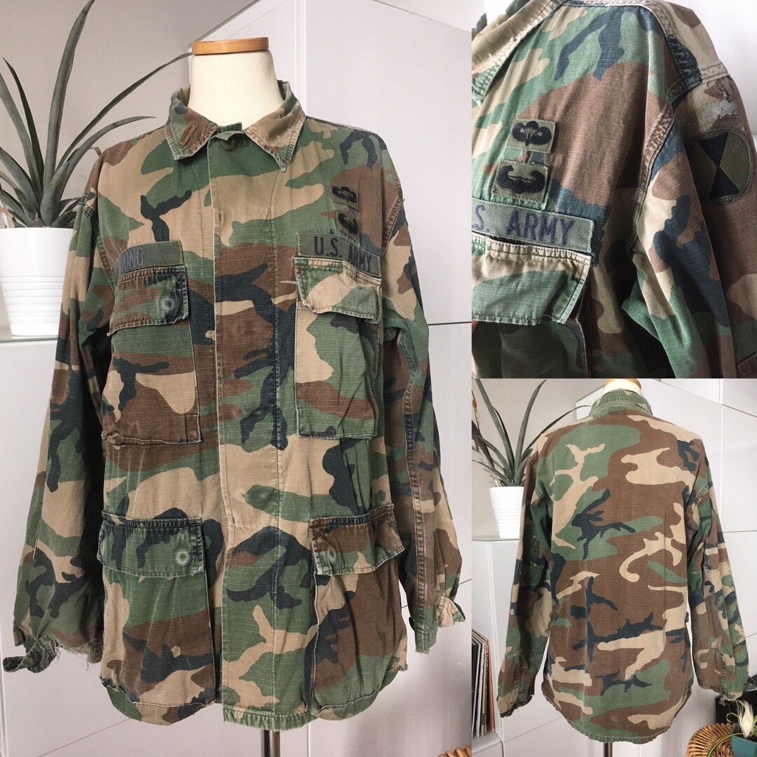 Vintage US ARMY Airborne Ranger Camouflage Coat Hot Weather Camo Jacket ...