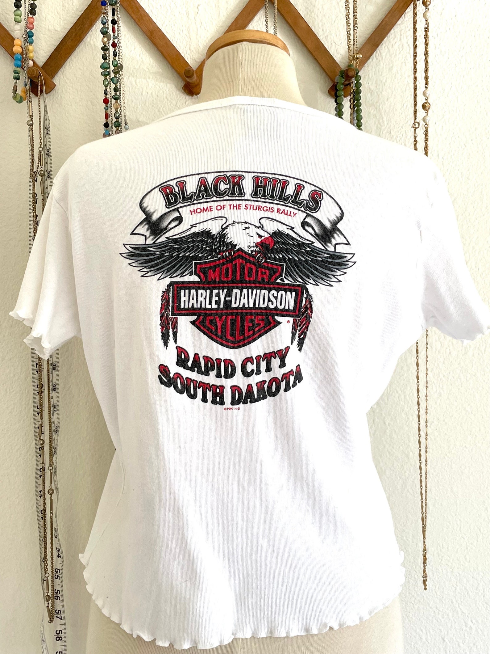 90s Vintage Sturgis HARLEY DAVIDSON Femme Cut Tshirt / XL / Home of the ...