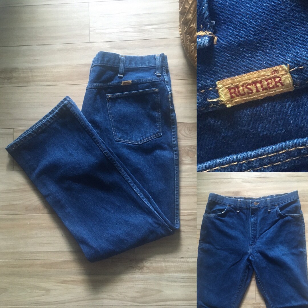 1980s Vintage RUSTLER Jeans / Cotton Denim / Mid Rise / W 36 L 40 ...