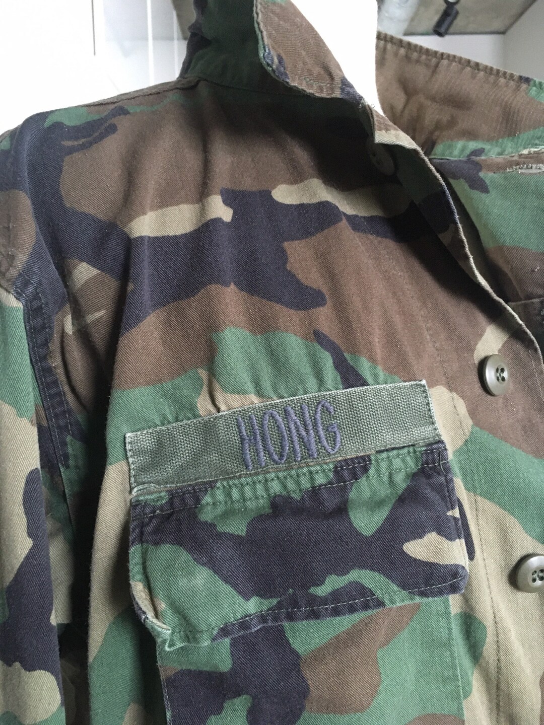 Vintage Army Airborne Ranger Camouflage Coat Hot Weather Camo Jacket ...