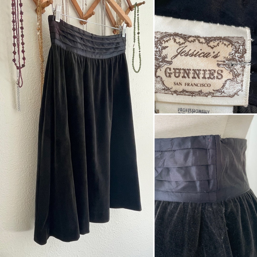 1970s Vintage JESSICAS GUNNIES Gunne Sax Black Velvet Midi - Etsy