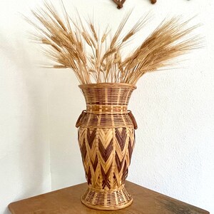 1970s Vintage Large Standing Frond Basket With Wheat Stalks Floor ...