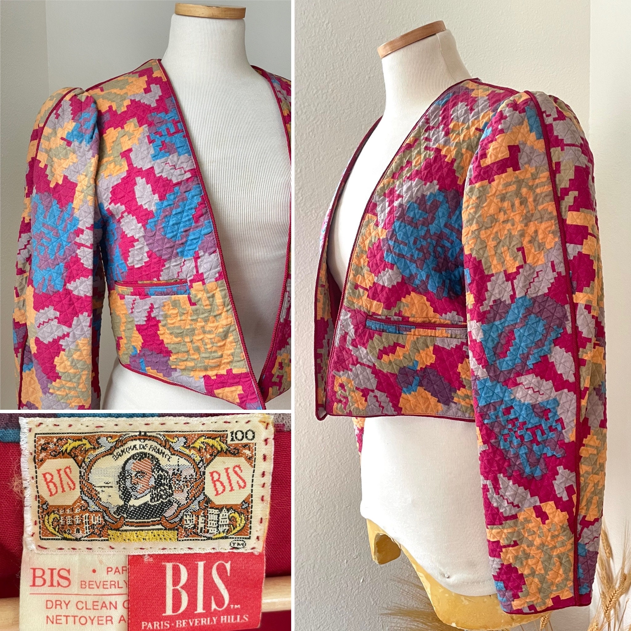 Vintage BIS Quilted Cotton Cropped Jacket Bolero BIS Paris Beverly ...