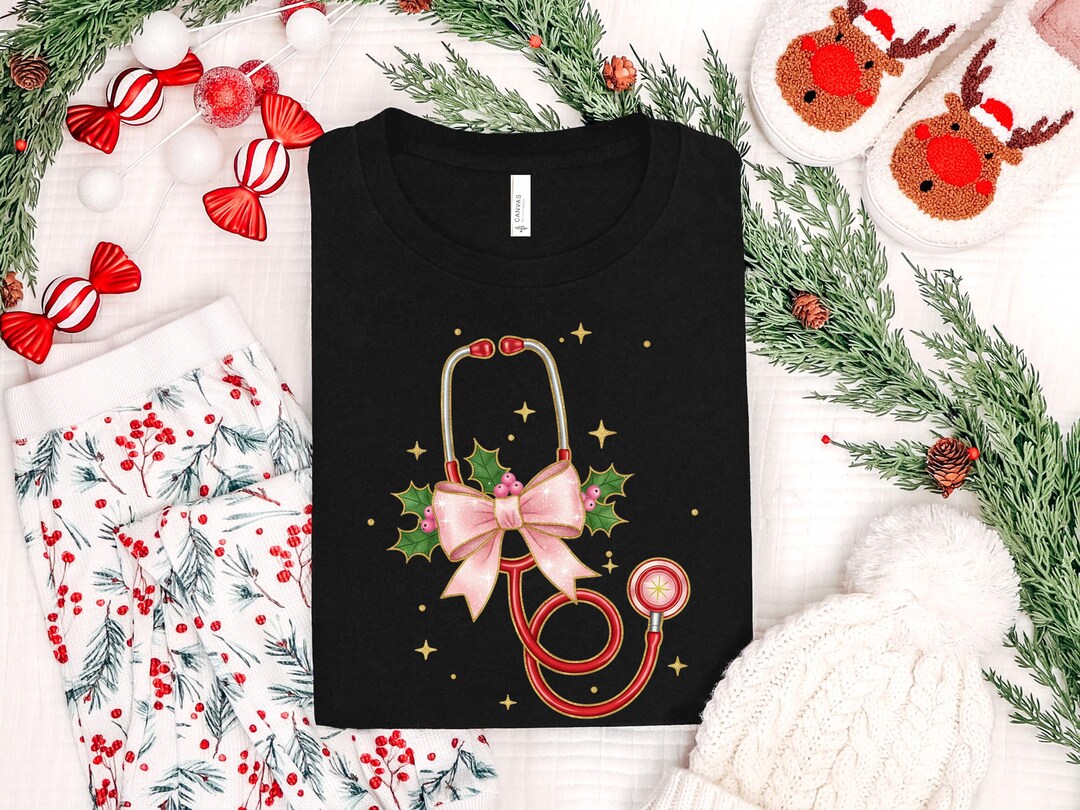 Nurse Christmas Shirt, Medical Holiday Sweatshirt, Stethoscope Gift Top ...