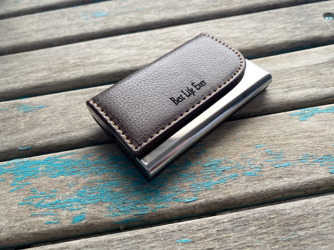 SALE- Business Card/contact Card Holder - "best Life Ever" - Brown and ...