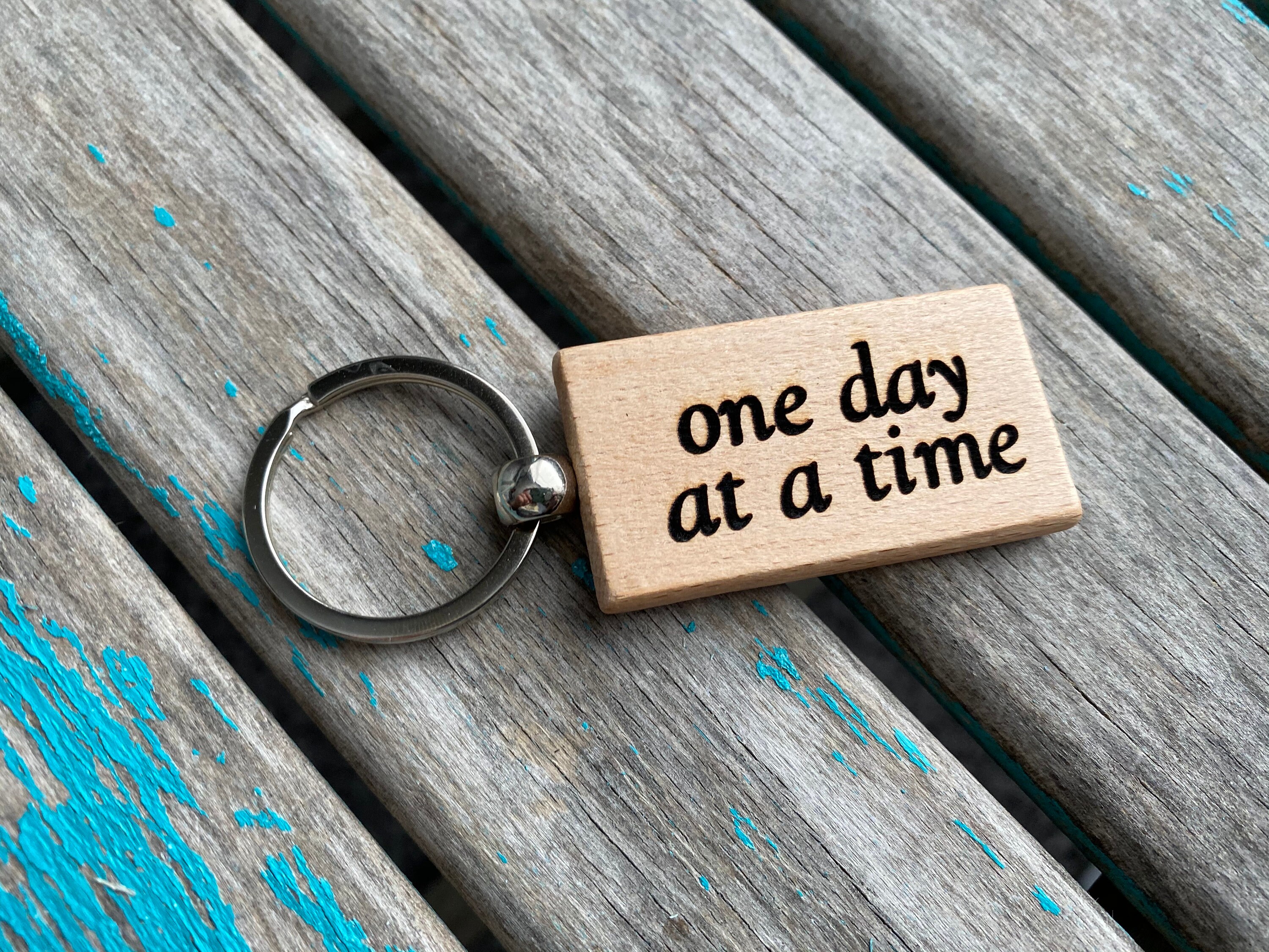 Inspiration Keychain one day at a time Wood | Etsy