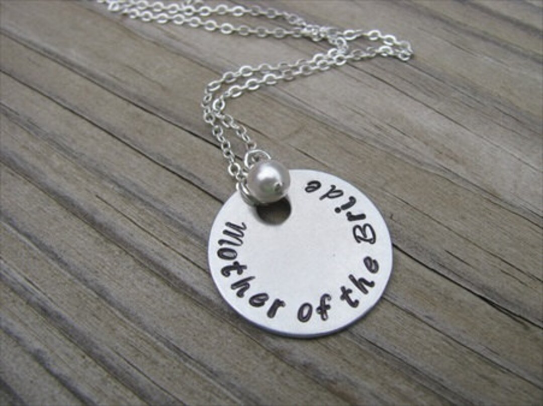 Mother of the Bride Necklace: Hand-stamped Aluminum Pendant, Accent ...
