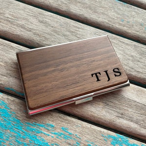 Business Card/contact Card Holder - Wood and Stainless Steel With ...
