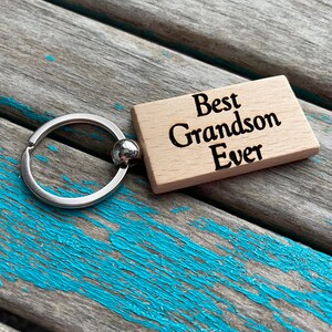 Grandson Keychain- "best Grandson Ever” Wood Keychain- Upgrade Option ...