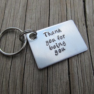Thank You Inspirational Keychain Hand-stamped Keychain thank You for ...