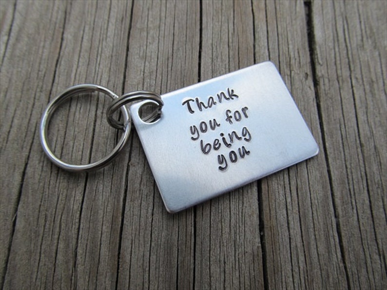 Thank You Inspirational Keychain Hand-Stamped Keychain | Etsy