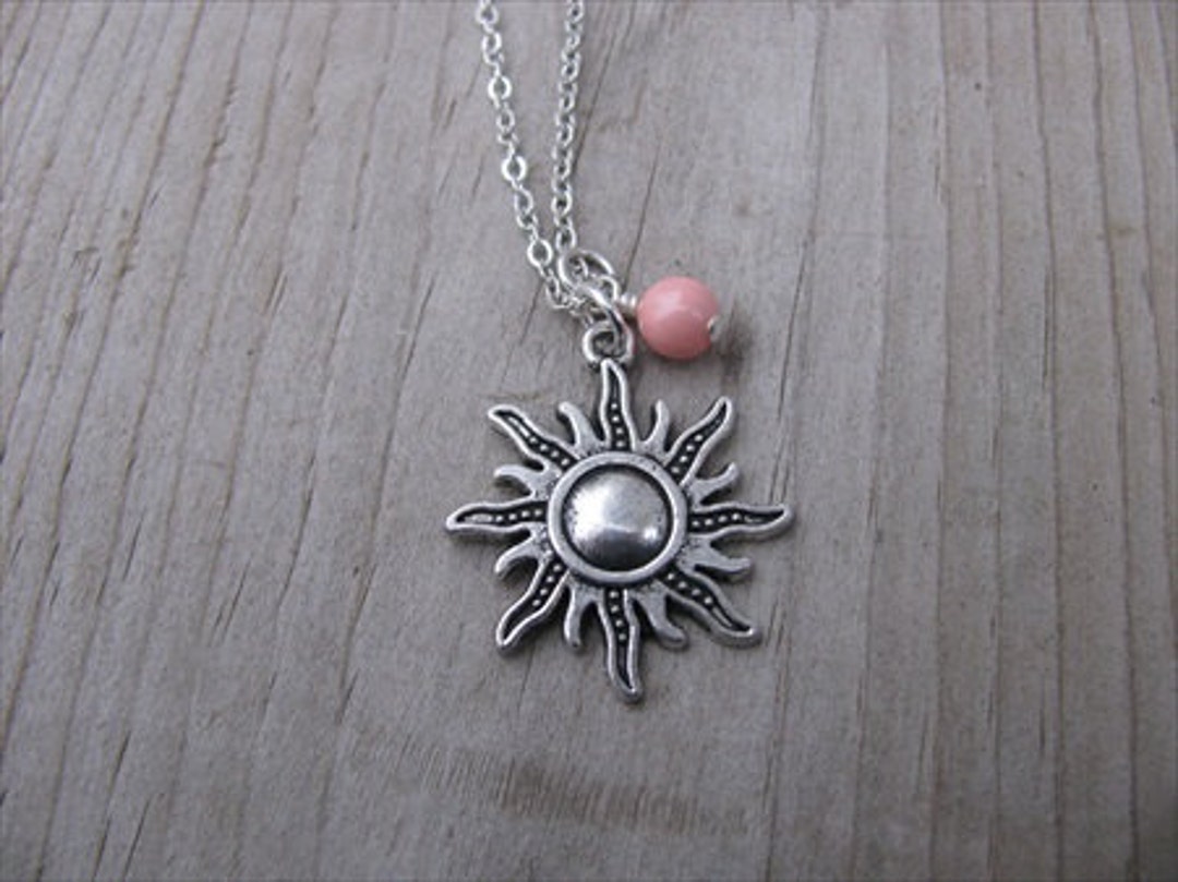 Sunshine Necklace- Antique Silver Sun Pendant With an Accent Bead in ...