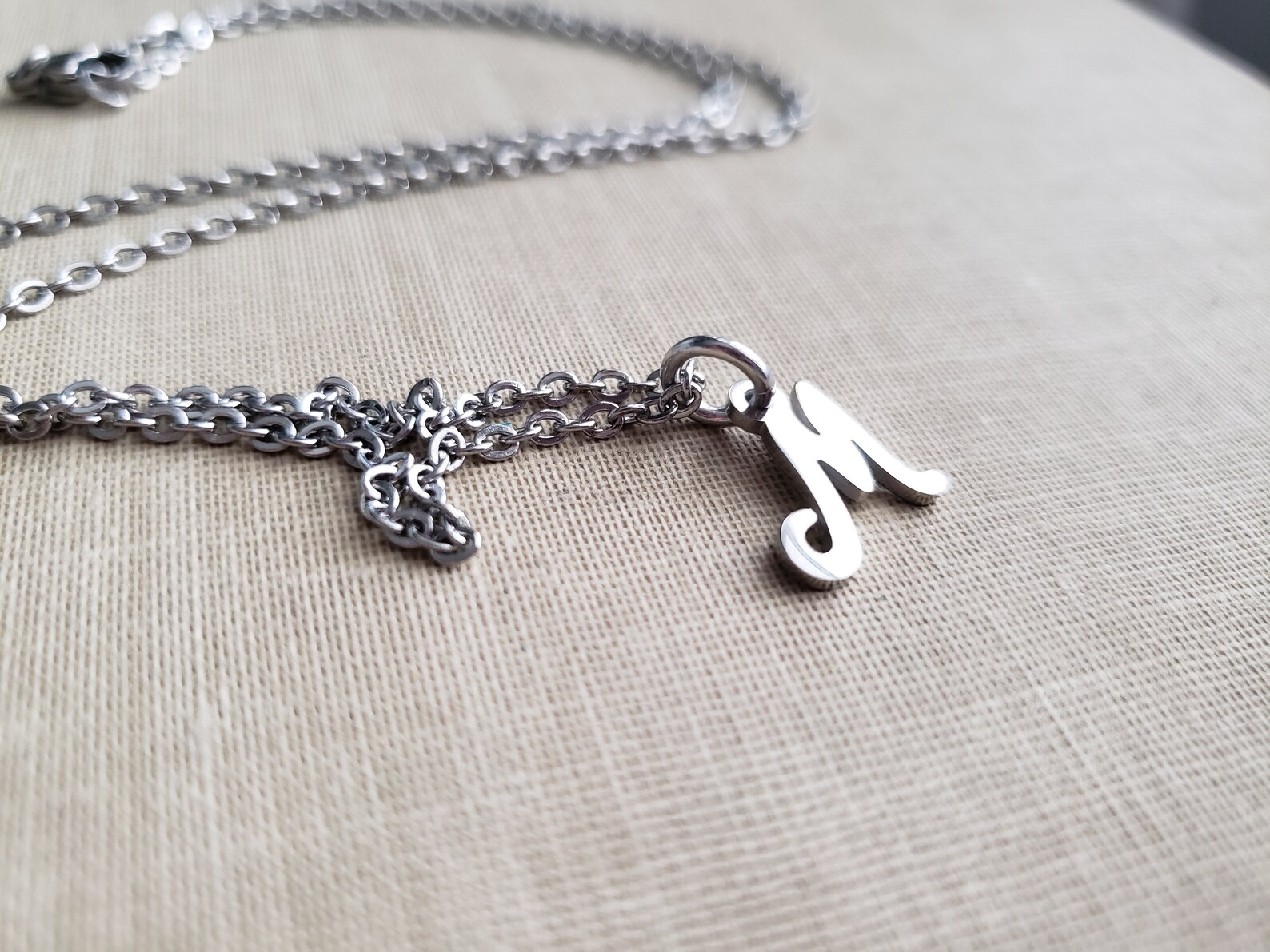 Stainless Steel Initial M Necklace: Personalized Charm Pendant - Etsy
