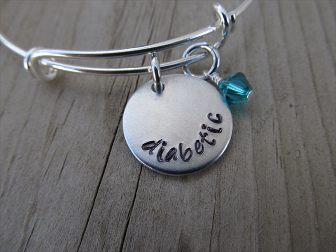 Hand-stamped Diabetic Medical Alert Bracelet: Adjustable Bangle With ...