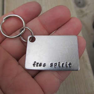 Inspiration Keychain free Spirit Keychain Hand-stamped Keychain by Jenn ...