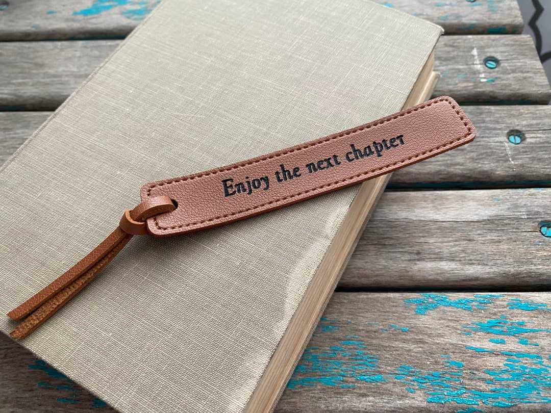 Leather Bookmark - "enjoy the Next Chapter" - Etsy
