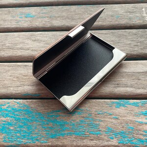 Business Card/contact Card Holder - Wood and Stainless Steel With ...