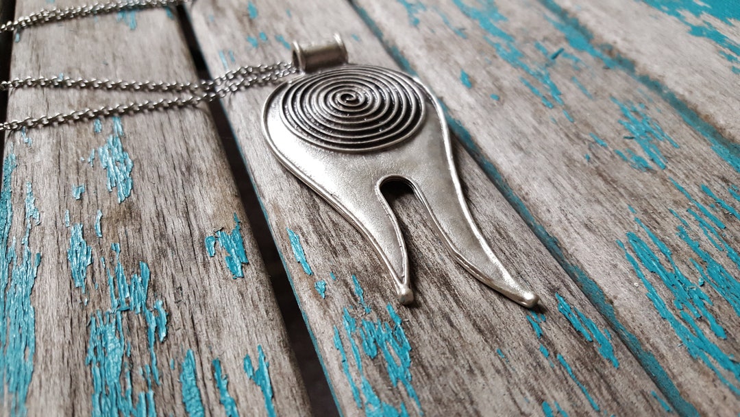 Abstract Silver Statement Necklace: Large Rustic Pendant - Etsy