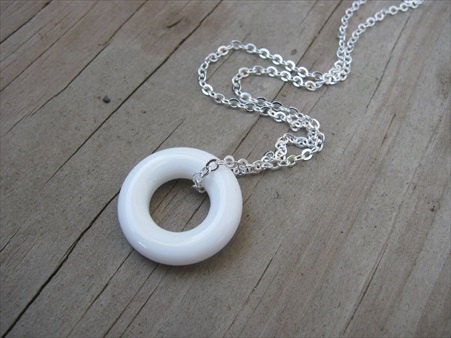 White Circle Necklace Simple White Ring With Chain - Etsy