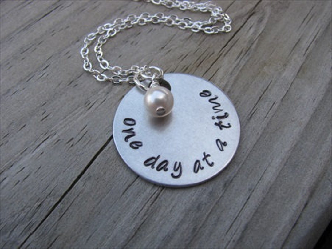 Inspiration Necklace- "one Day at a Time" With an Accent Bead of Your ...