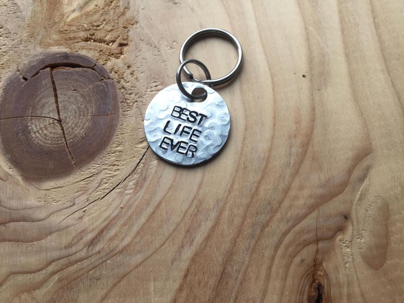Small Hand-stamped Keychain "best LIFE Ever" - Hand-stamped Keychain ...