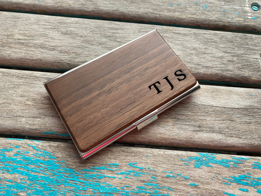 Business Card/contact Card Holder - Wood and Stainless Steel With ...