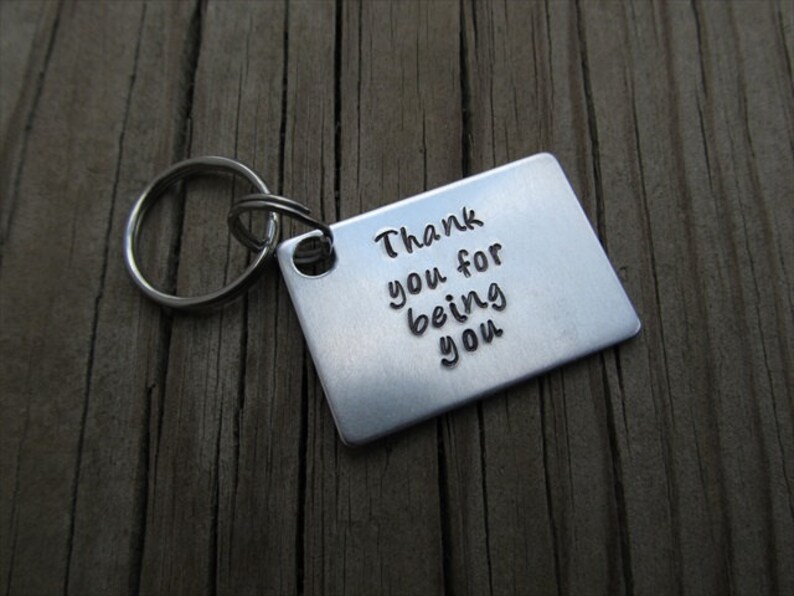 Thank You Inspirational Keychain Hand-Stamped Keychain | Etsy