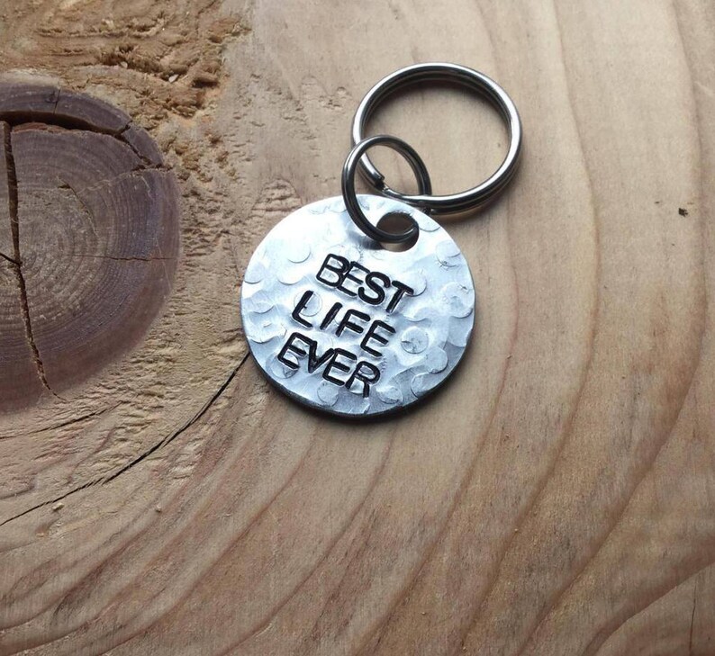 Small Hand-stamped Keychain "best LIFE Ever" - Hand-stamped Keychain ...