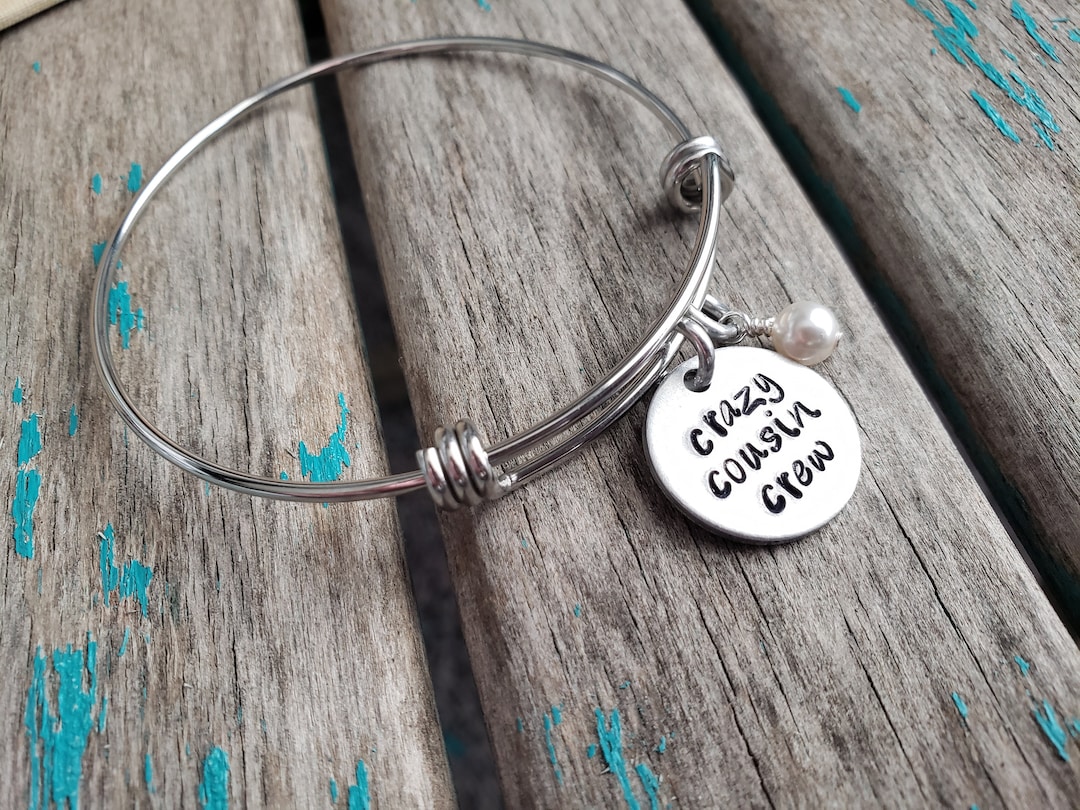 Crazy Cousin Crew Bracelet: Hand-stamped Stainless Steel Bangle With ...