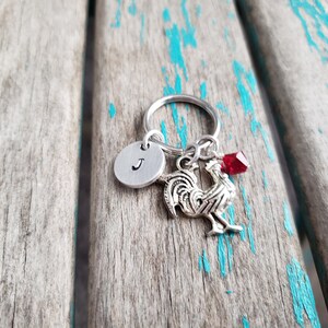 Rooster Keychain With Your Choice of Initial and Accent Bead - Etsy